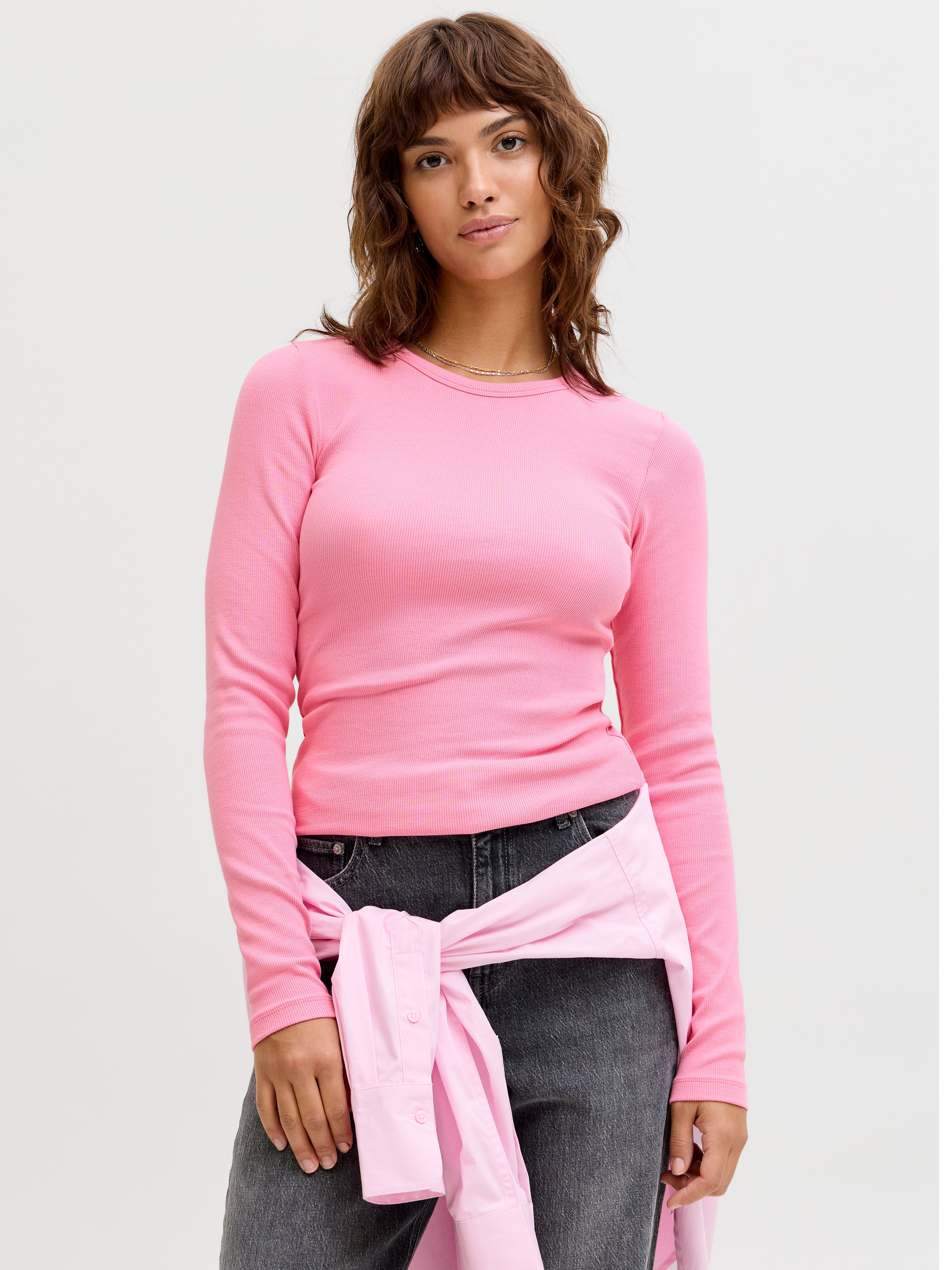 Long Sleeve Stretch Fit T-Shirt | Medium Rose | Jack & Jones®