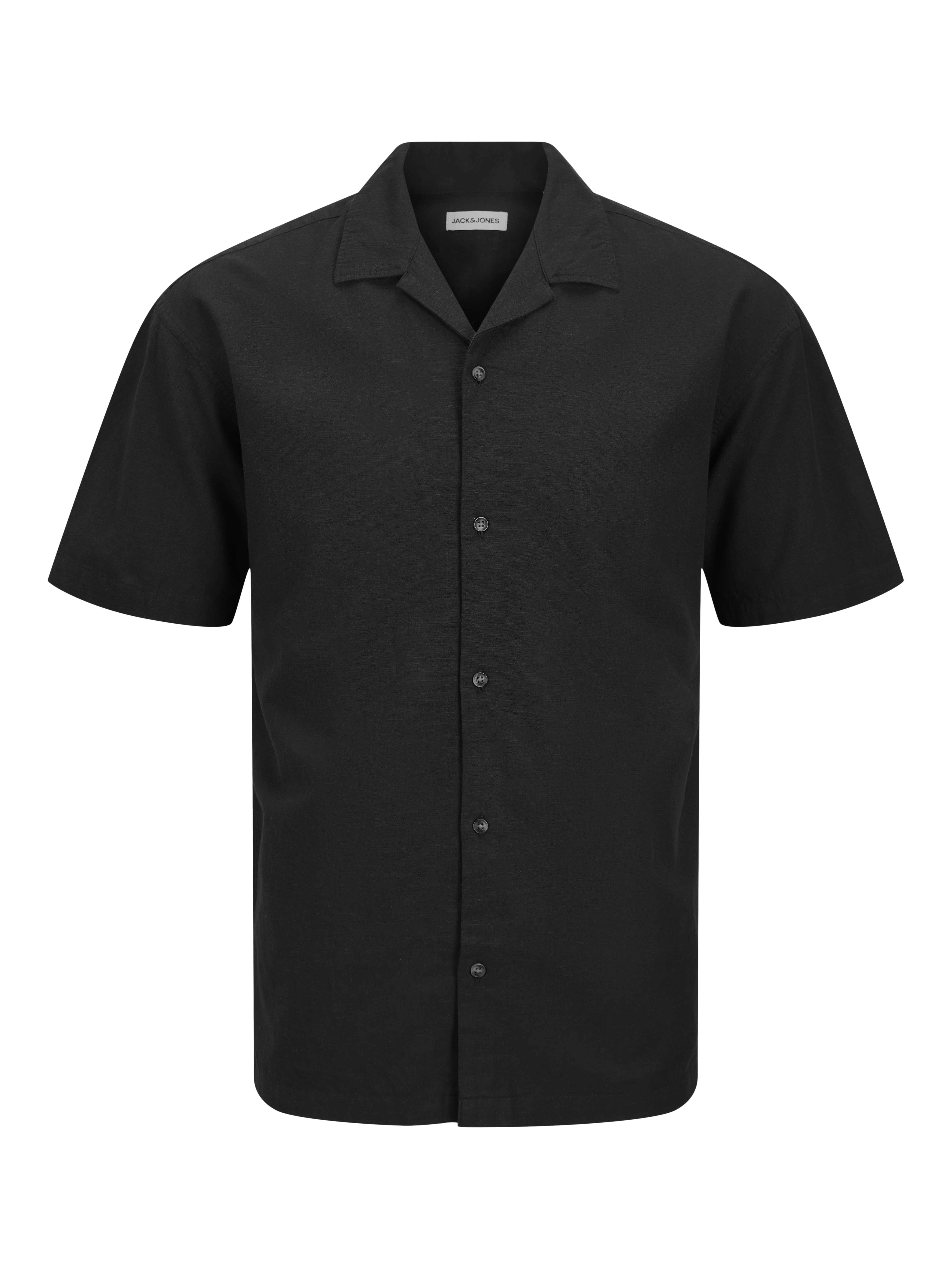 Relaxed Fit Linen-Blend Shirt | Black | Jack & Jones®